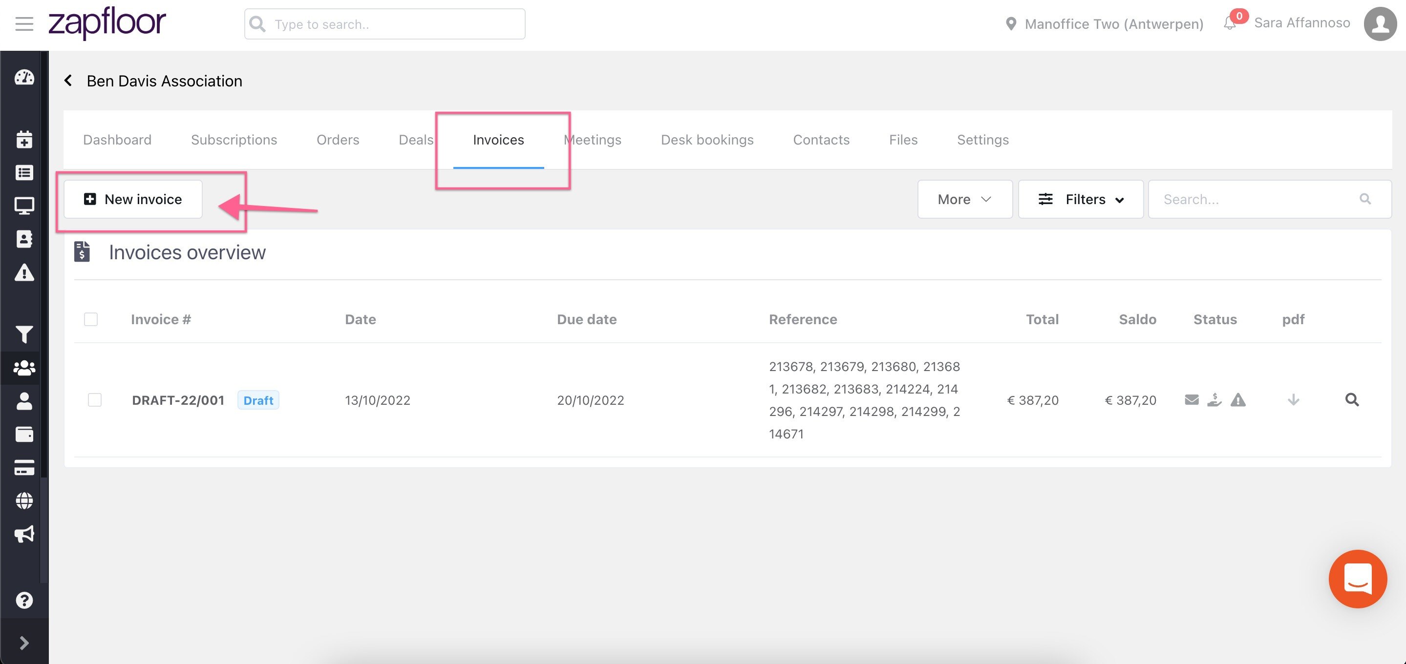Create draft invoices