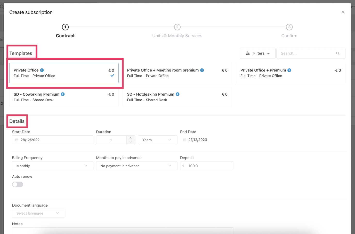 How to create a new subscription