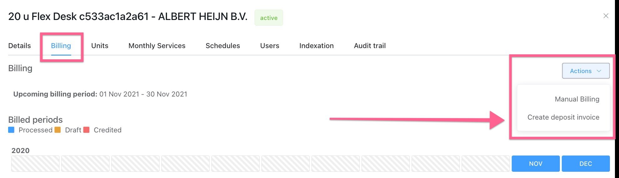 Creating a deposit invoice